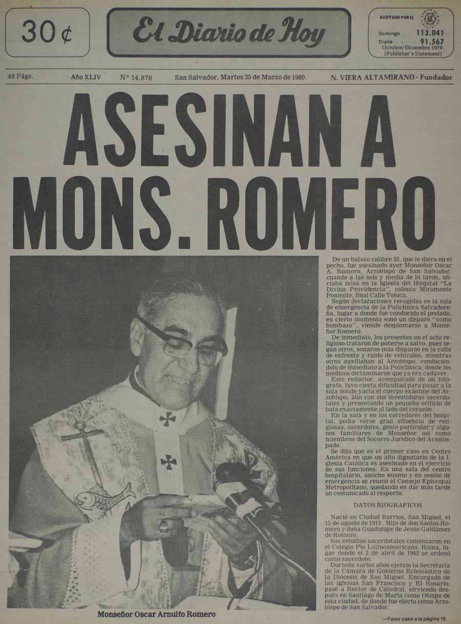 Ocho imágenes para recordar el 39 aniversario del asesinato de San Óscar Romero | elsalvador.com