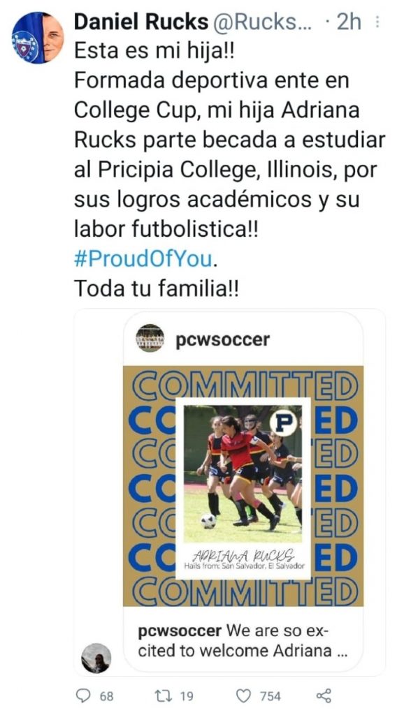 ¡Orgullo! Hija de Daniel Rucks becada para jugar fútbol en Estados ...