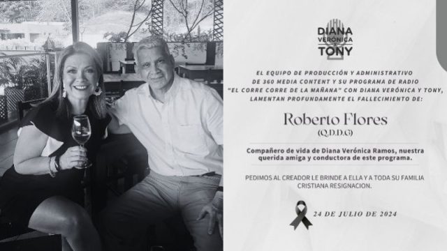 Fallece el esposo de la presentadora Diana Verónica Ramos