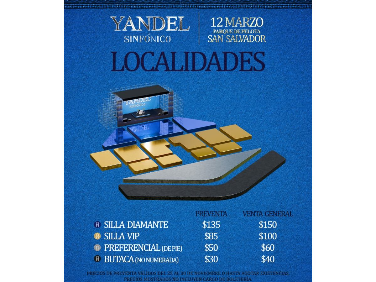 Estos son los precios de las entradas de Yandel Sinfónico en El Salvador